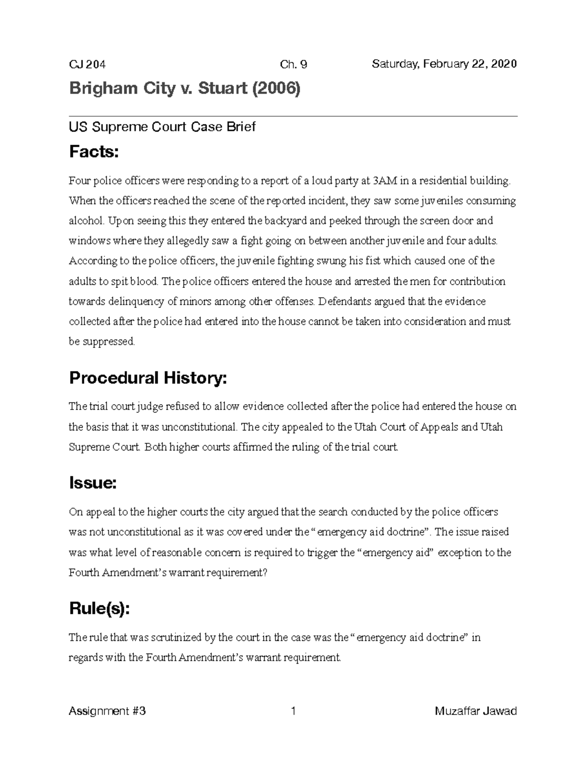 Brigham City v. Stuart (2006) - CJ 204 - Bellevue College - Studocu