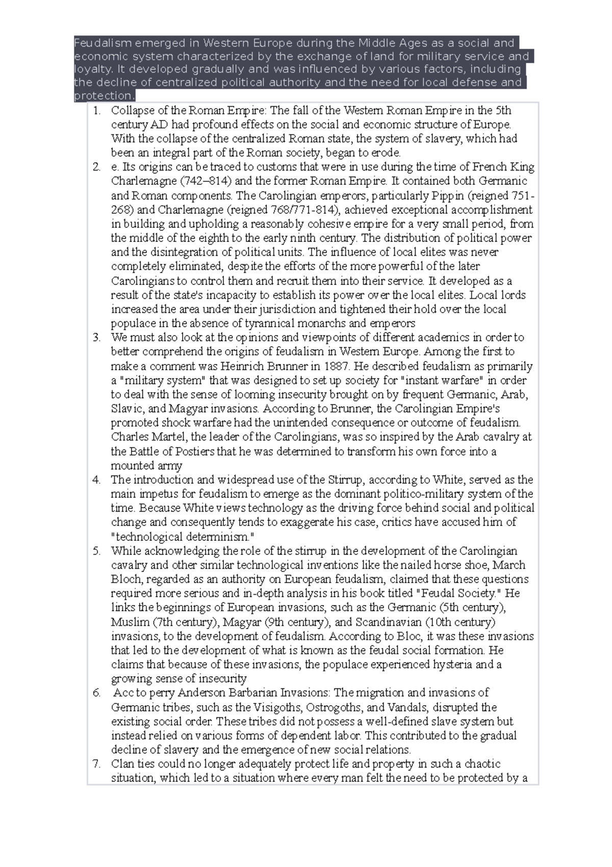 Collapse of the Roman Empire - Feudalism emerged in Western Europe ...