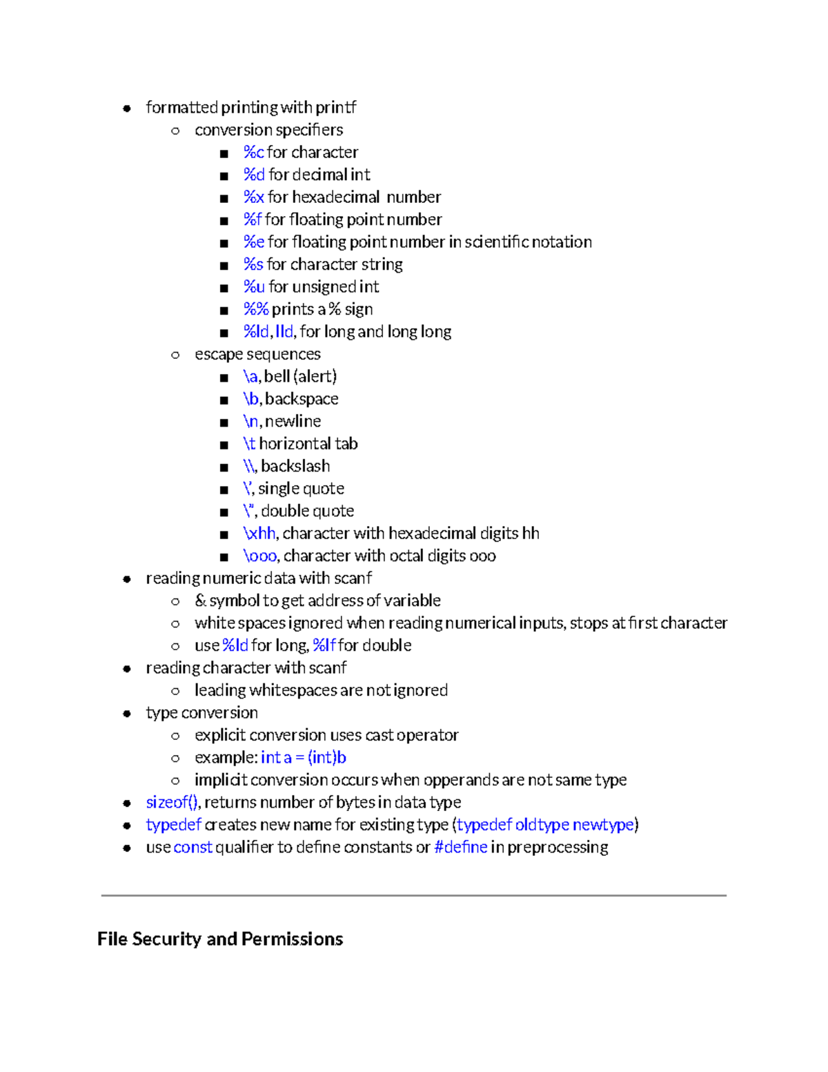 Compsci 2211 Notes 12 Cs 2211 Notes From Slides Formatted Printing With Printf Conversion