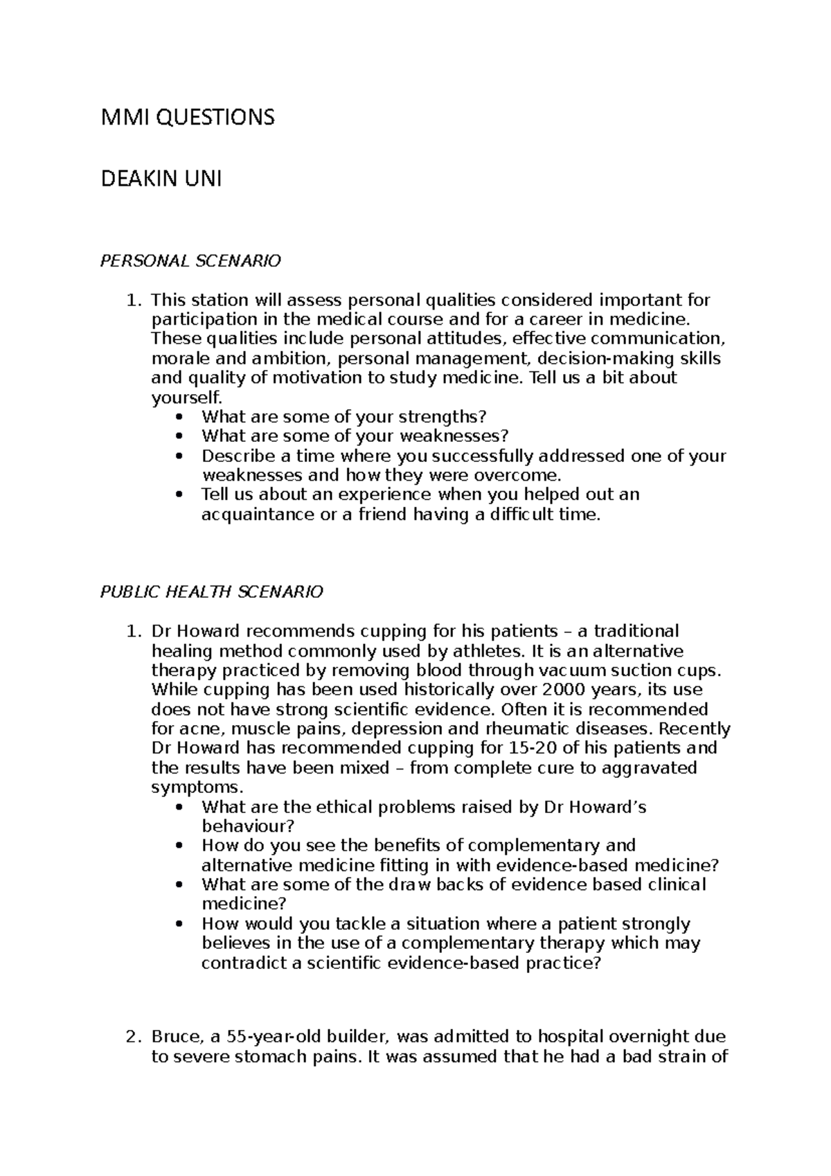 MMI Questions - Critical Analysis Part 2 Final - MMI QUESTIONS DEAKIN ...