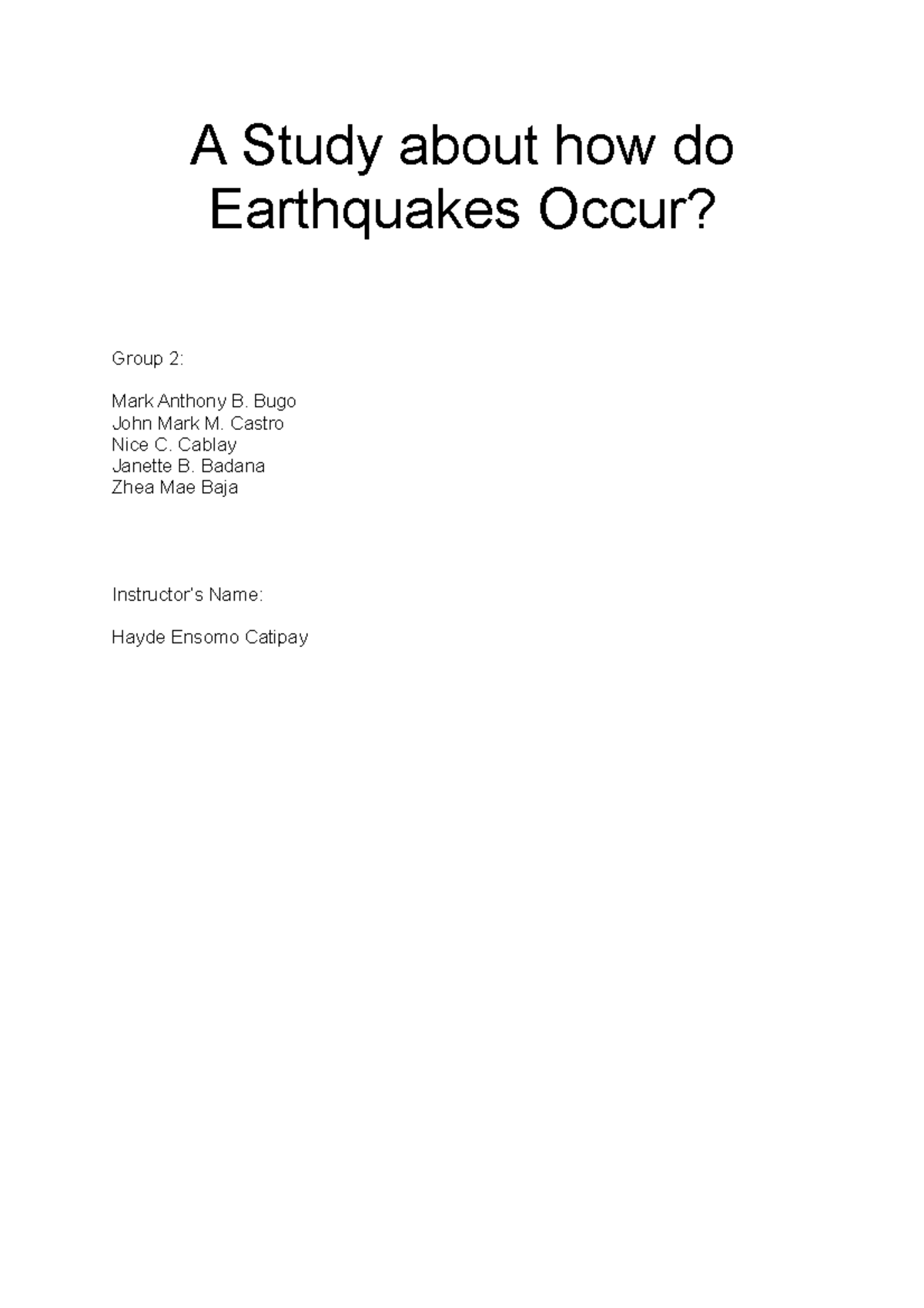 A Study about how do Earthquakes Occur ( Economics) - A Study about how ...