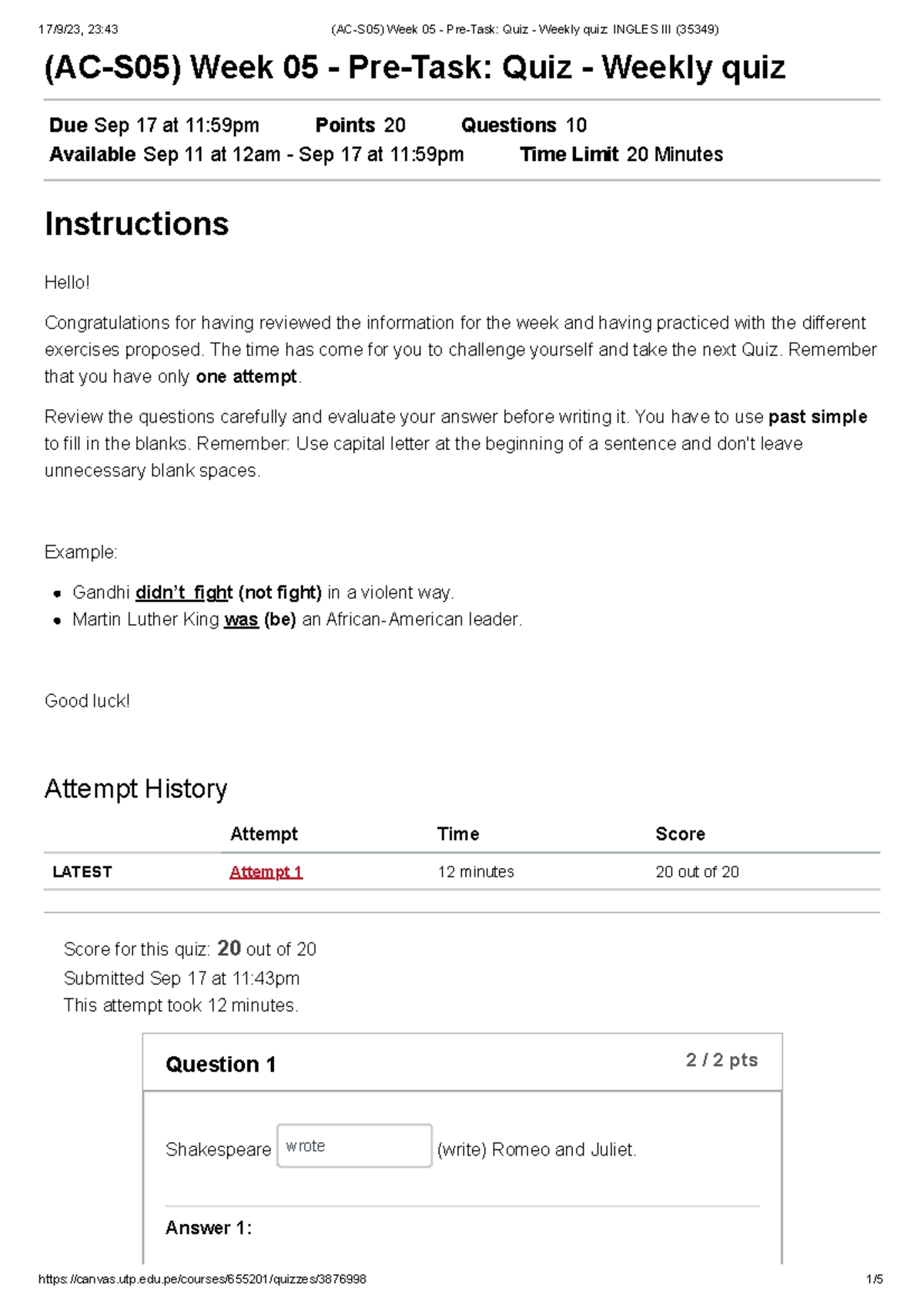 (AC-S05) Week 05 - Pre-Task Quiz - Weekly quiz - Hello! Congratulations ...