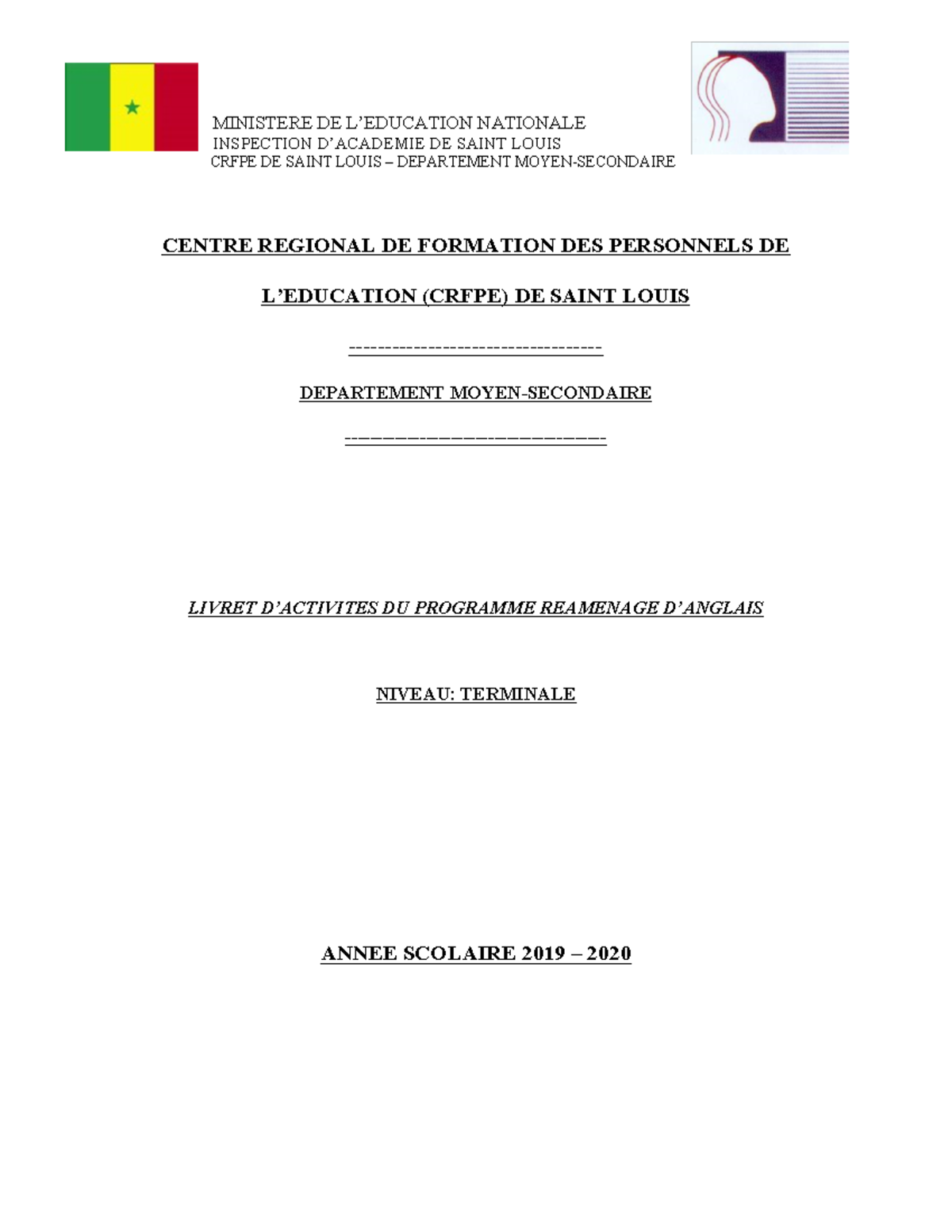 Fascicule Anglais- Terminale - MINISTERE DE L’EDUCATION NATIONALE ...