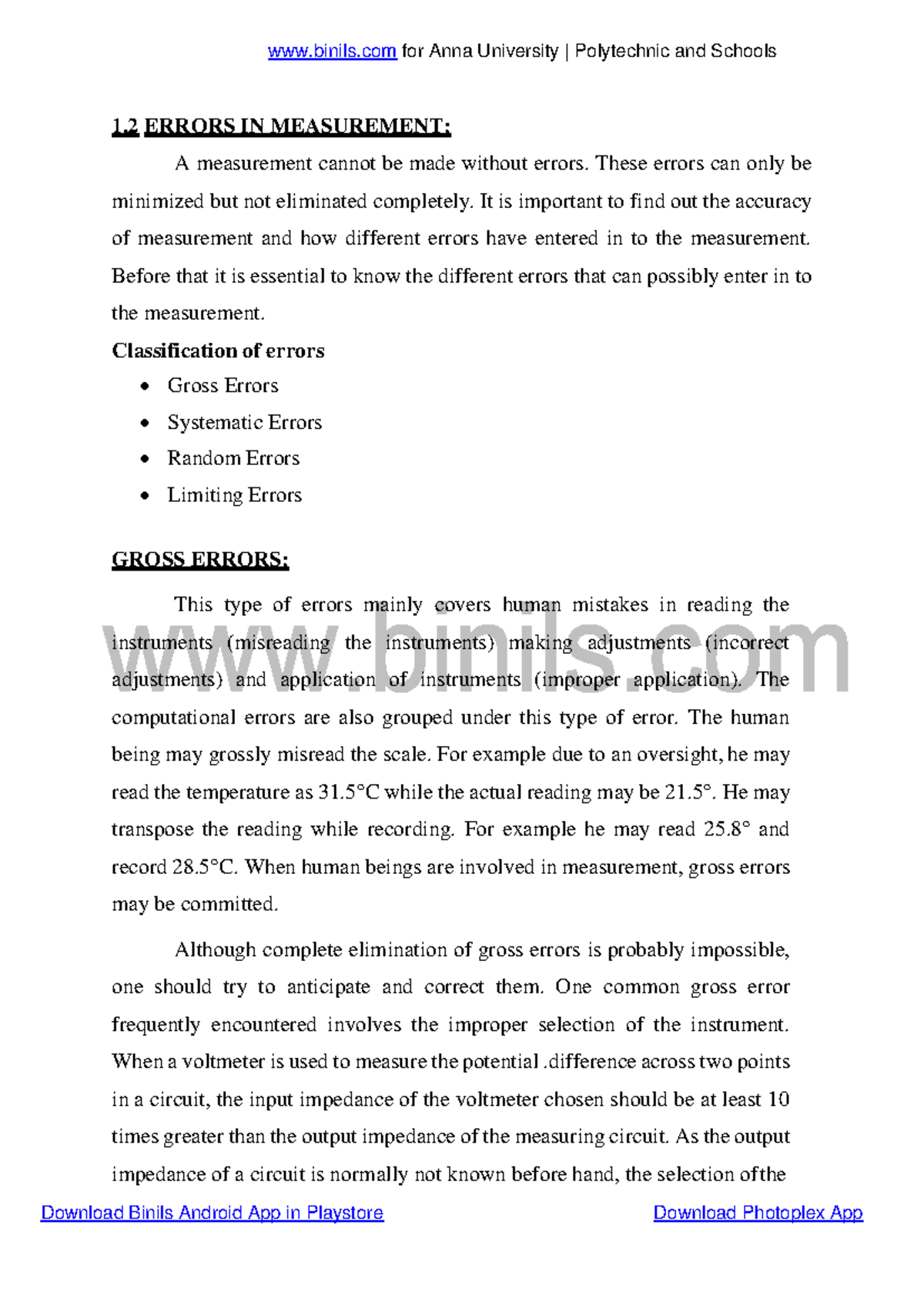 Oic751 Unit 1 Classification Of Errors Limiting Error And Probable Error 1 Errors In