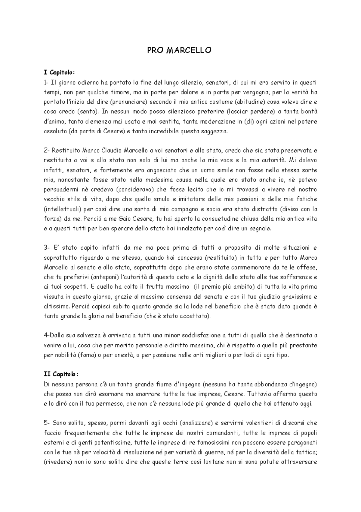 Pro Marcello - traduzioni - PRO MARCELLO I Capitolo: 1- Il giorno ...