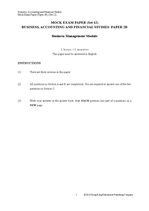 BAFS Mock paper 2A Set 13 eng - Mock Exam Paper (Paper 2A) (Set 13 ...