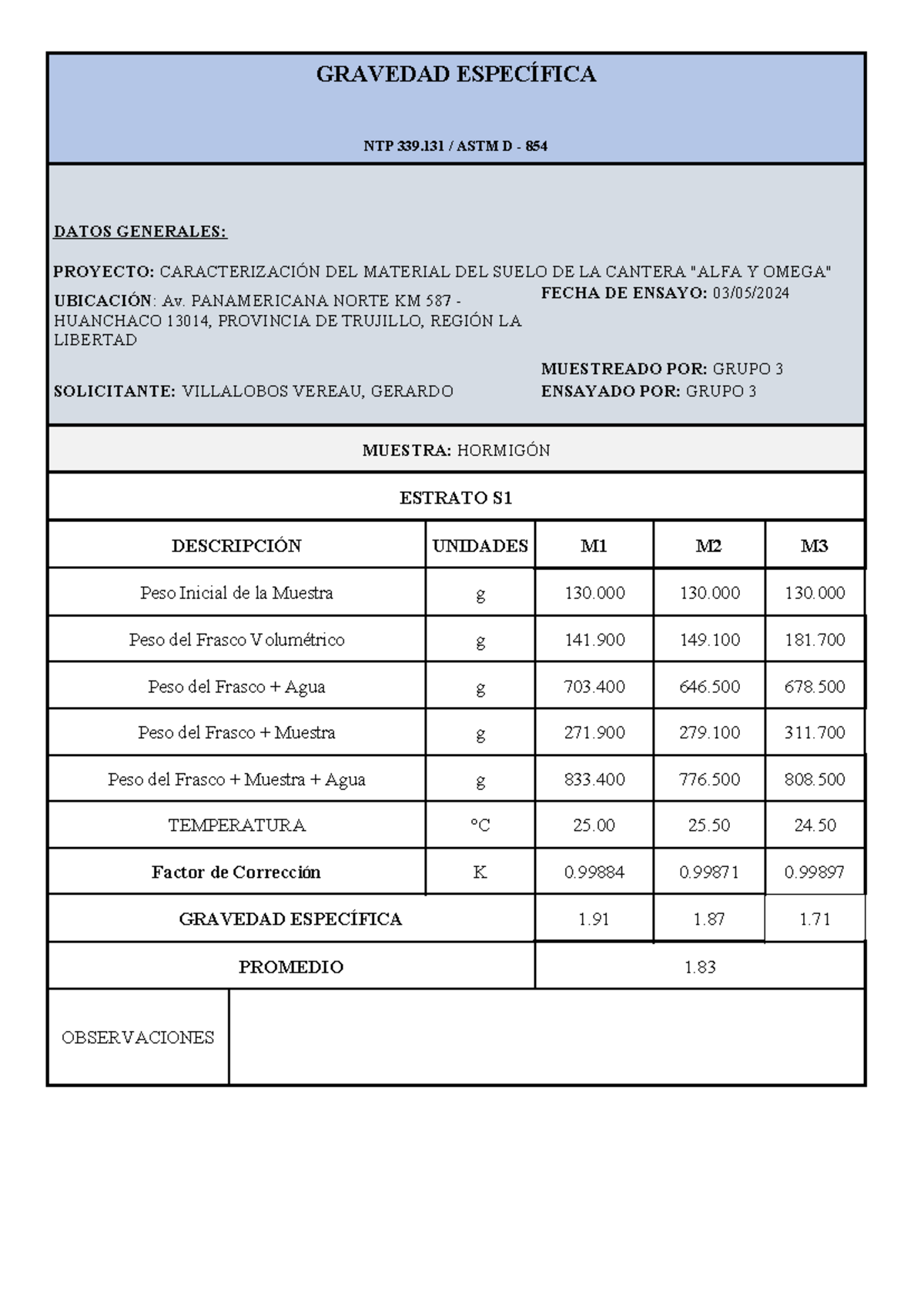 Gravedad Específica - INFORME DE MECANICA DE SUELOS - GRAVEDAD ...