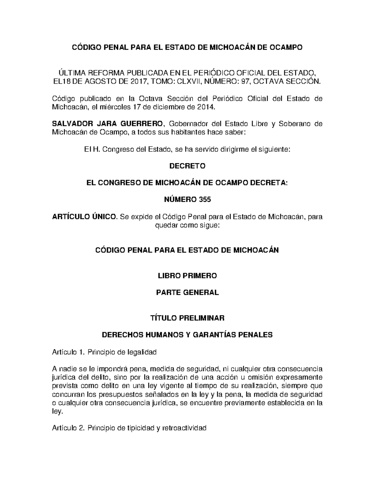 Codigo Penal REF 18 DE Agosto DE 2017 - Derecho - La Salle México - Studocu