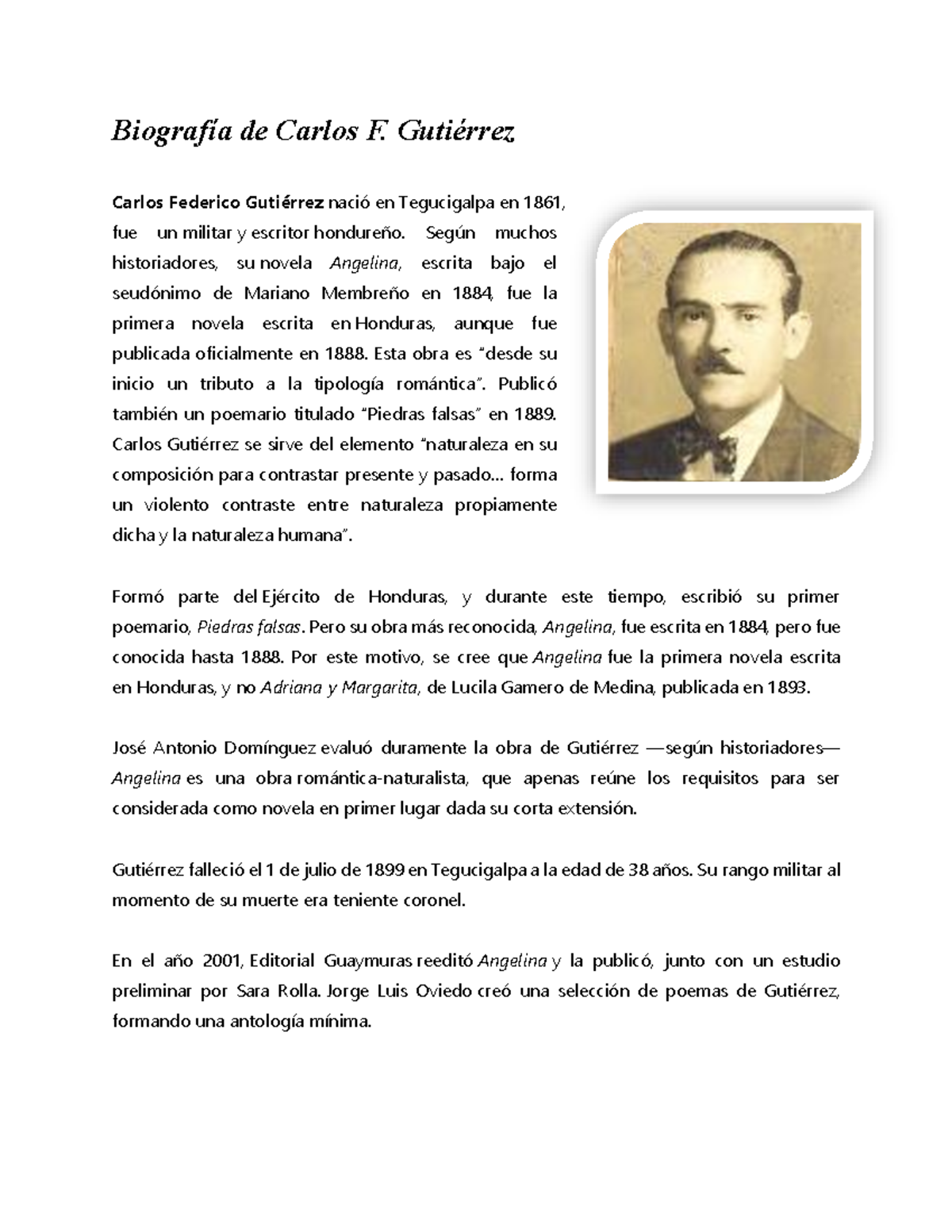 Biografía de Carlos F Gutiérrez - Biografía de Carlos F. Gutiérrez ...