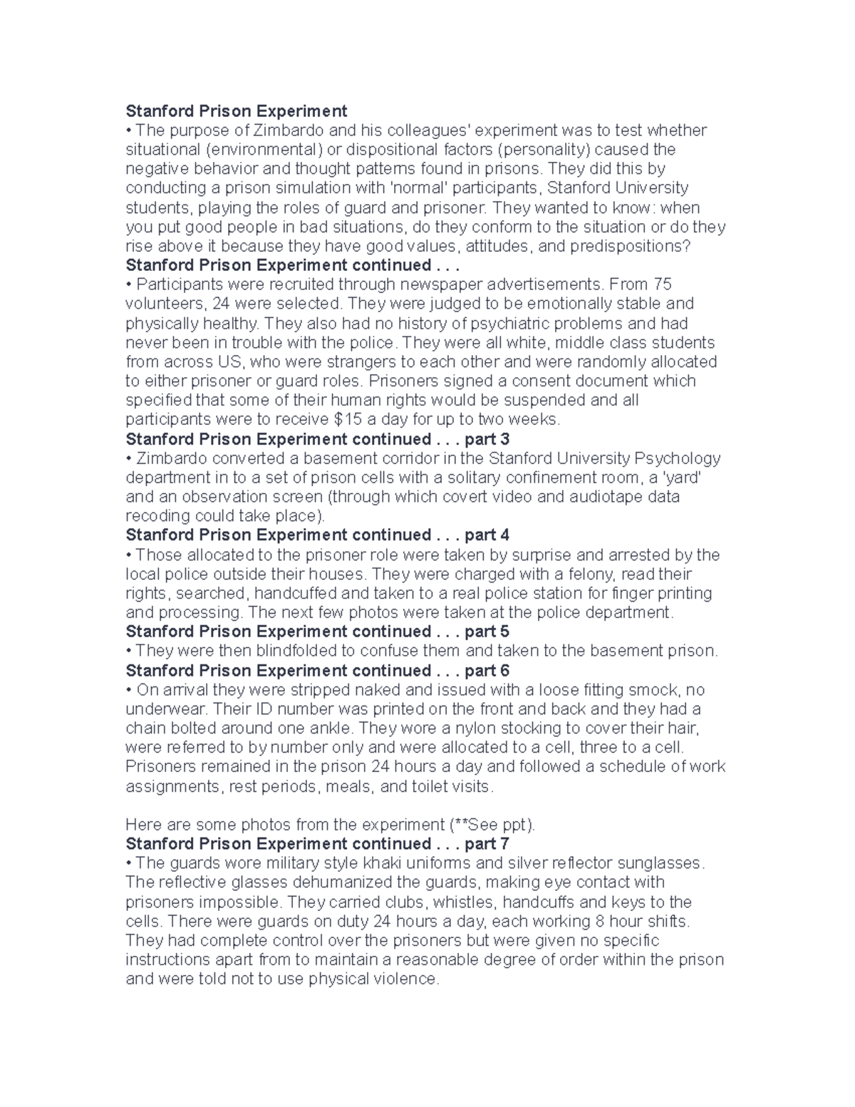 Stanford Prison Experiment - They did this by conducting a prison ...