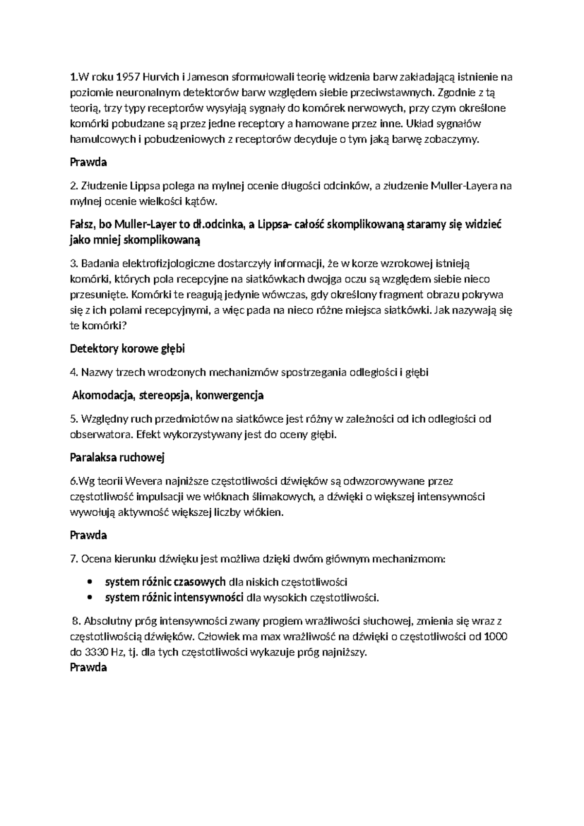 Egzamin Procesy poznawcze cz - 1 roku 1957 Hurvich i Jameson ...