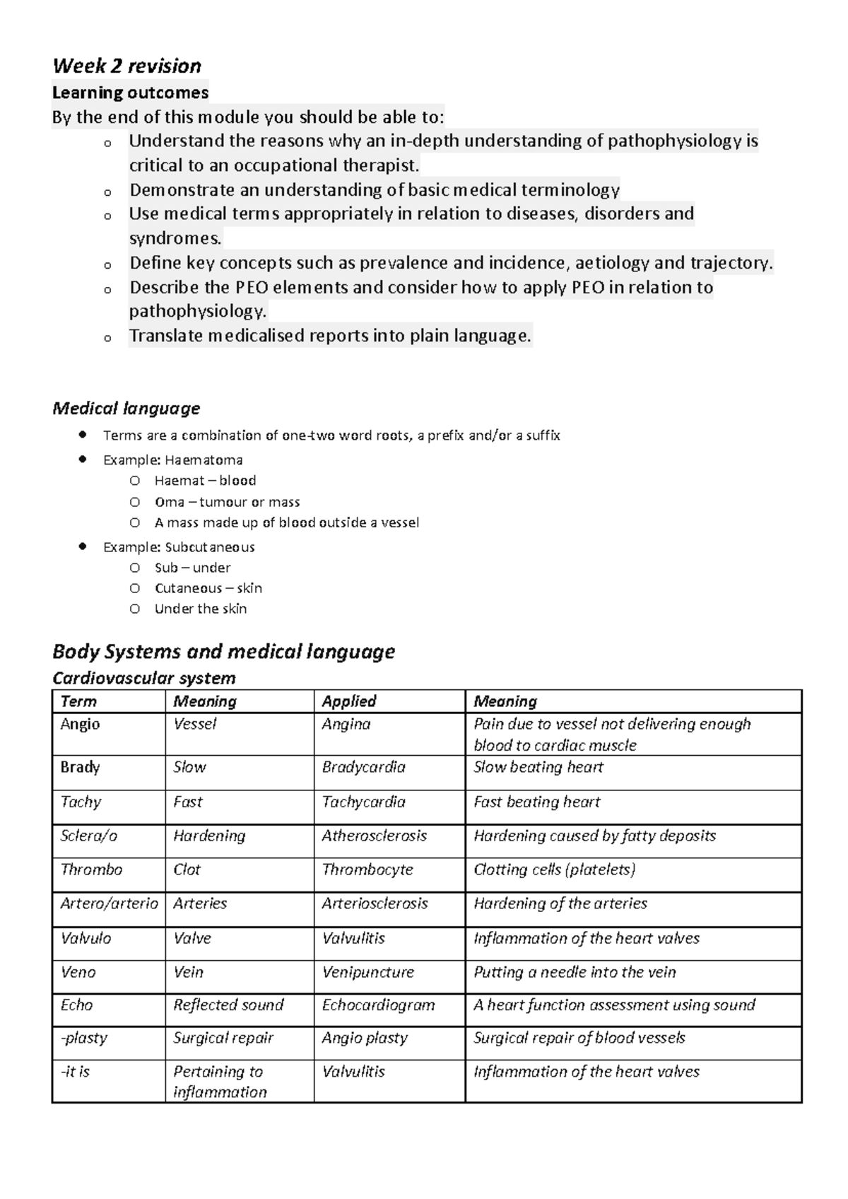 Week 2 revision - Week 2 study notes - Week 2 revision Learning ...