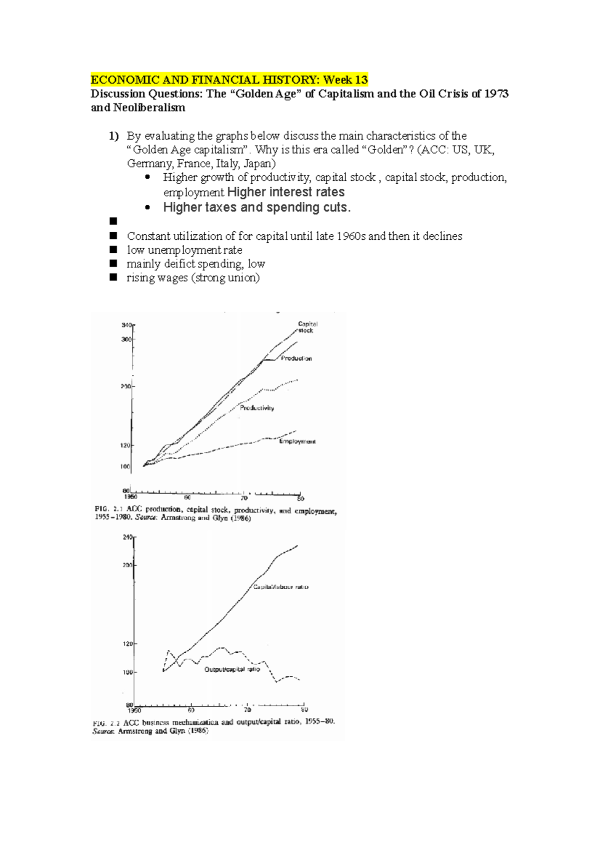 Week 13 - Discussion questions on THE GOLDEN AGE - ECONOMIC AND ...