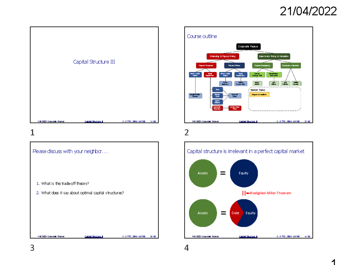 Capital Structure 3 - OTTO, SMU LKCSB 1 / 63 Course outline Corporate ...