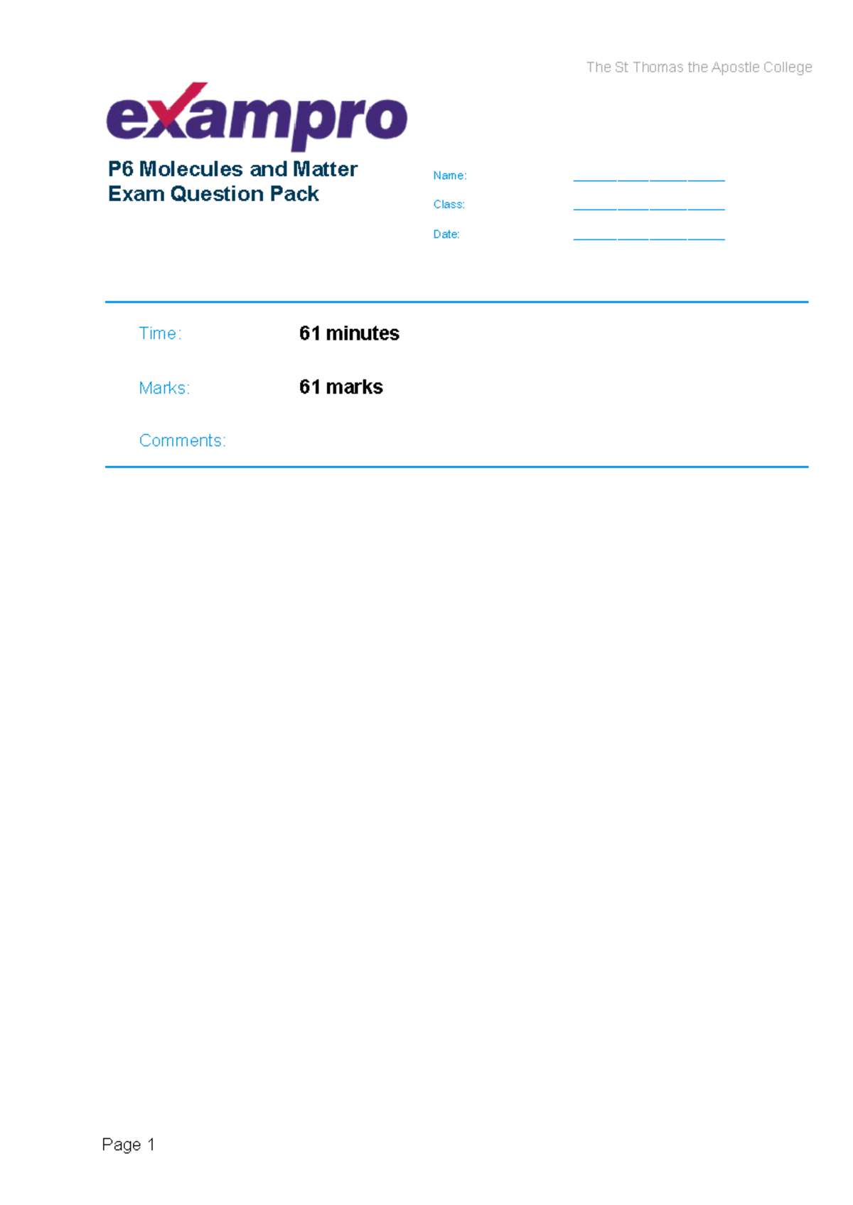 P6 molecules and matter exam qs - P6 Molecules and Matter Exam Question ...