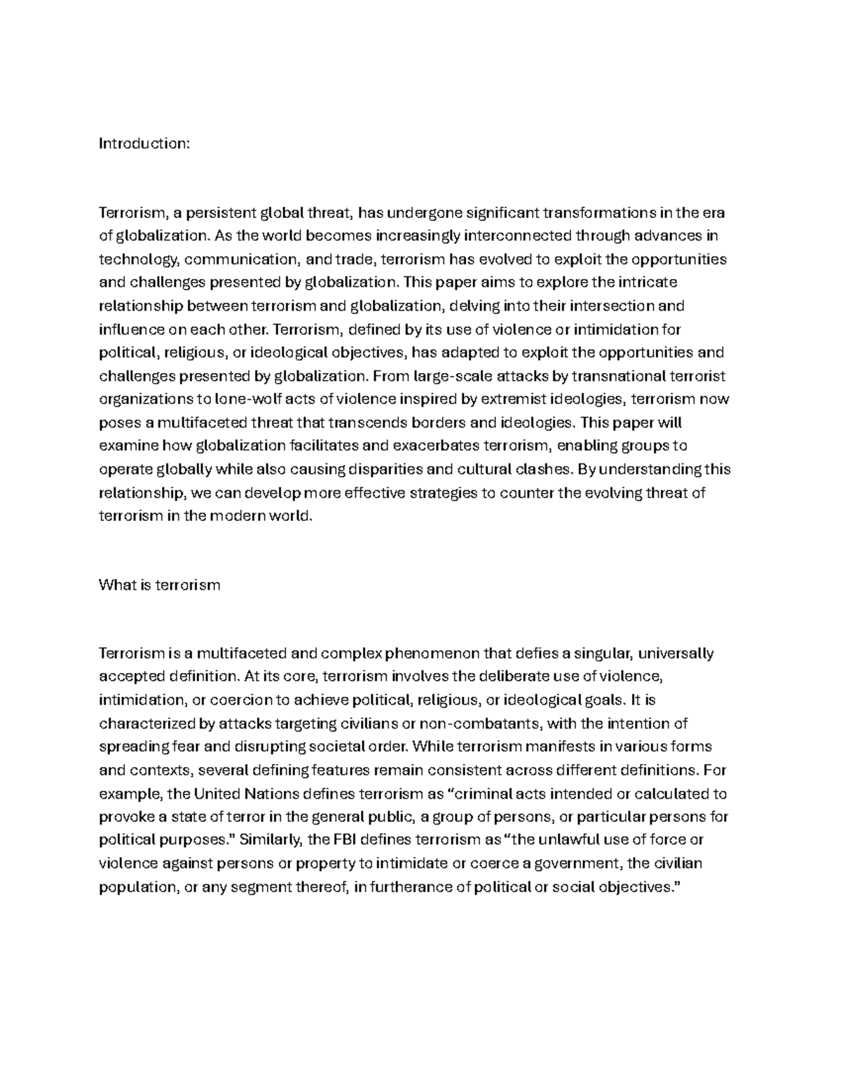Terrorism and globalisation - Introduction: Terrorism, a persistent ...