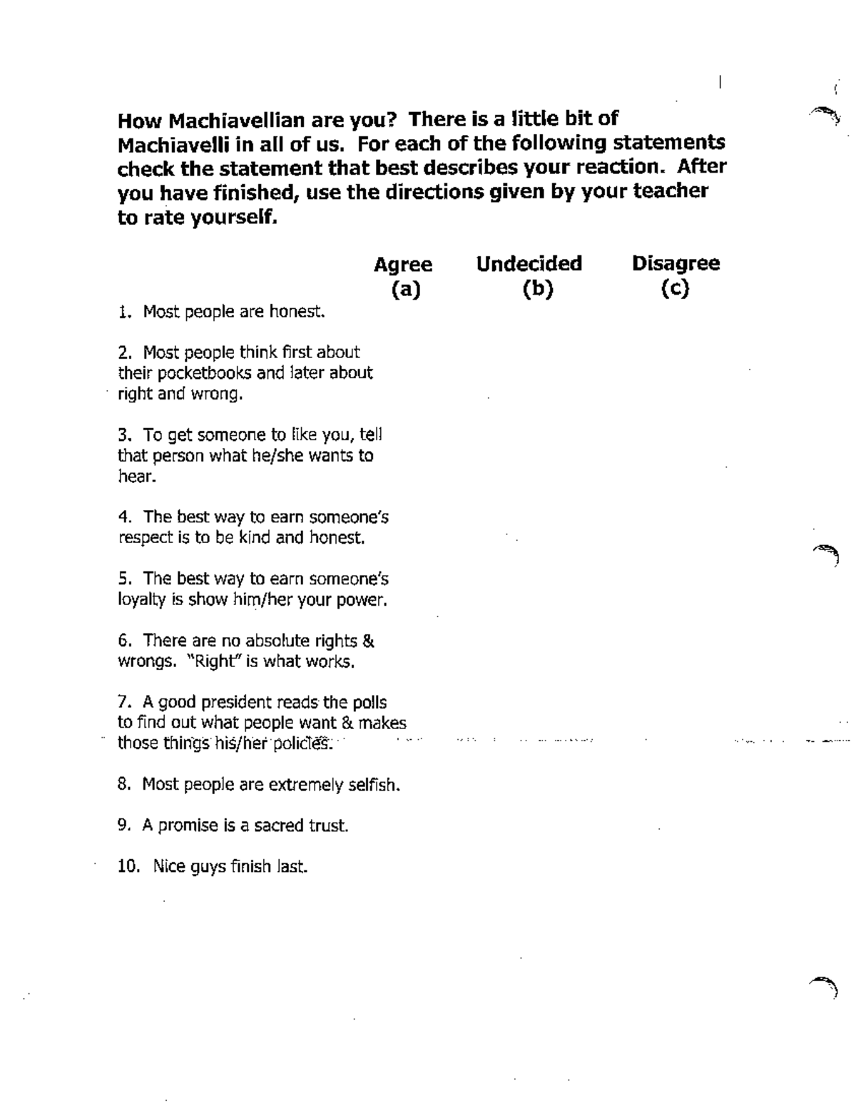 the british signals - How Machiavellian are you? There is a little bit ...