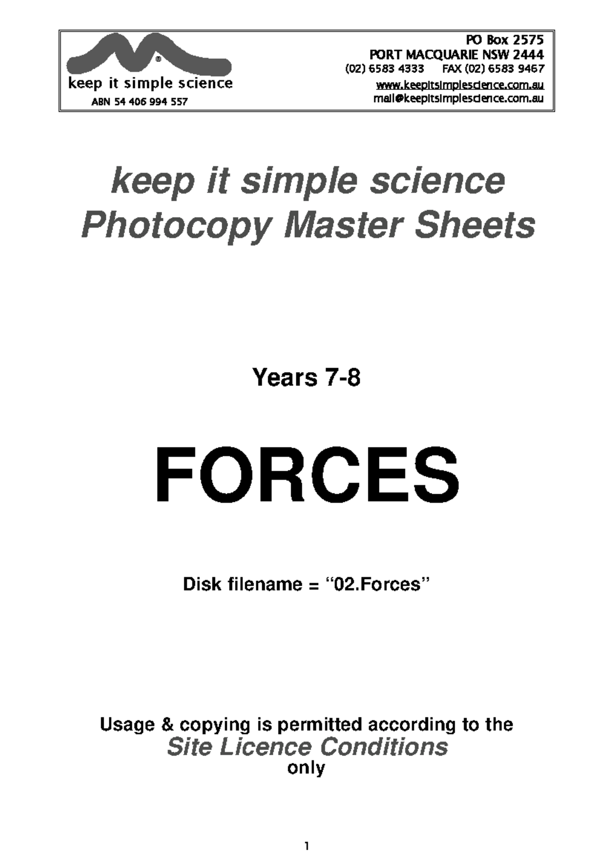 02 - A science booklet with content and questions - keep it simple ...