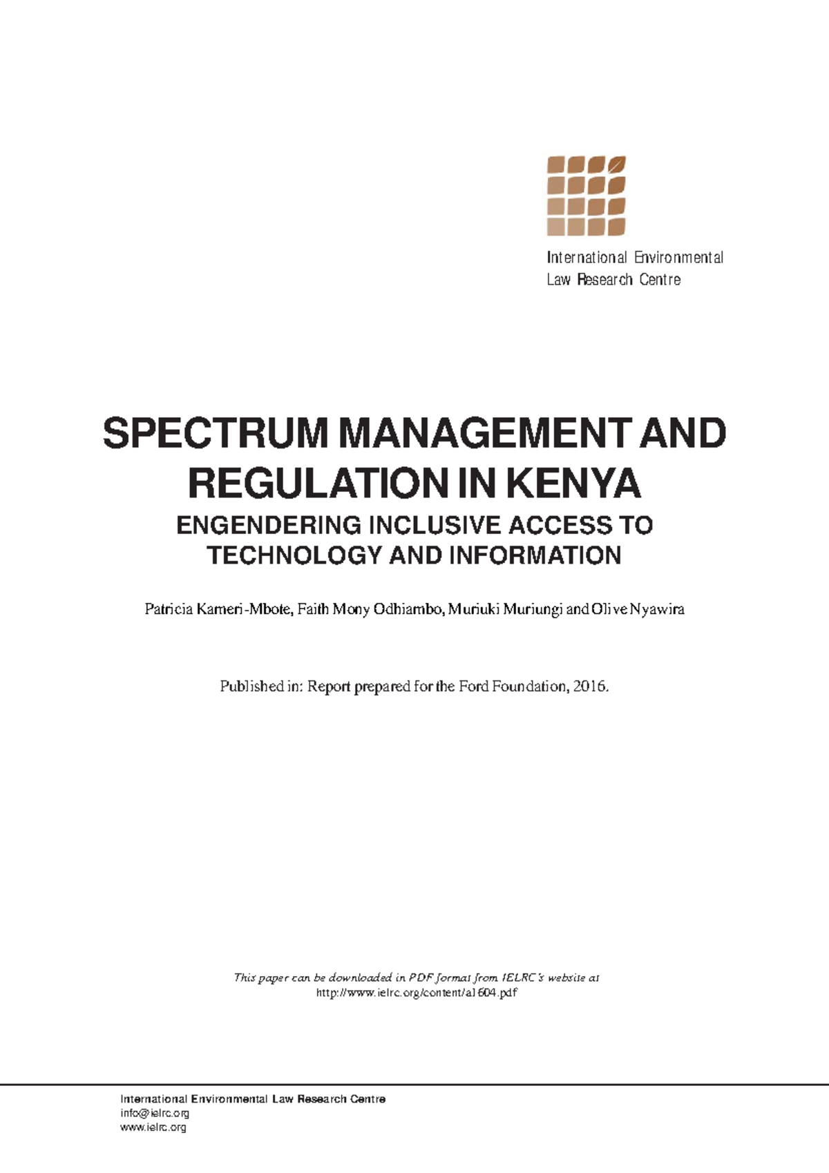 Spectrum regulation in Kenya - This paper can be downloaded in PDF ...