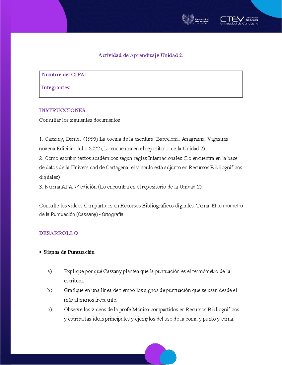 Actividad de aprendizaje Unidad 2. (1) Vancouver - Actividad de ...