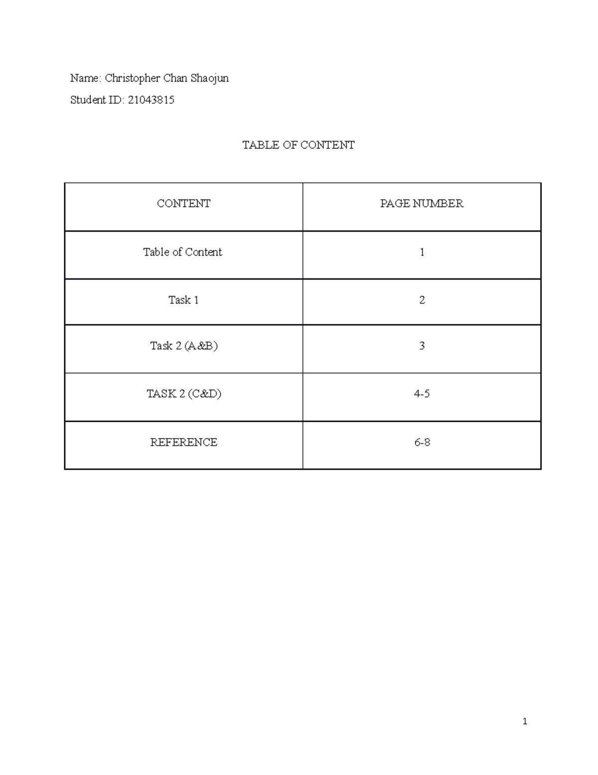 Accounting Individual Assignment - Name: Christopher Chan Shaojun ...