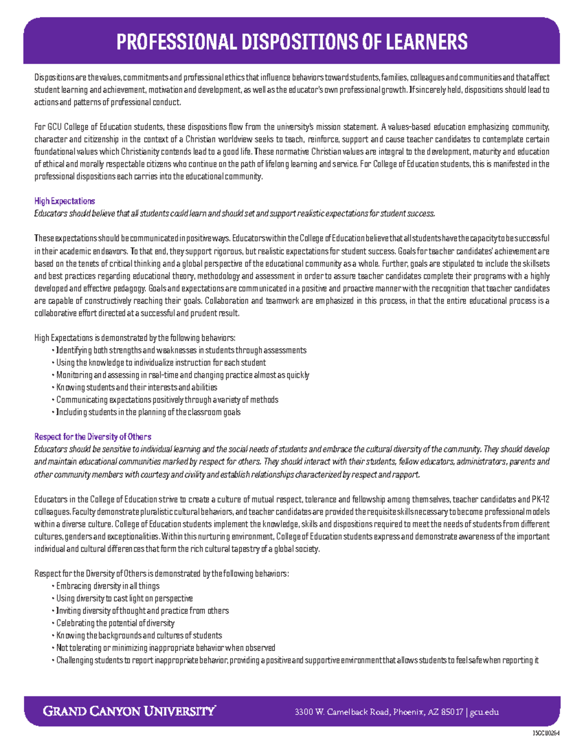 Coe-pro-disposition - COE-Pro-disposition - EDU-330 - GCU - Studocu