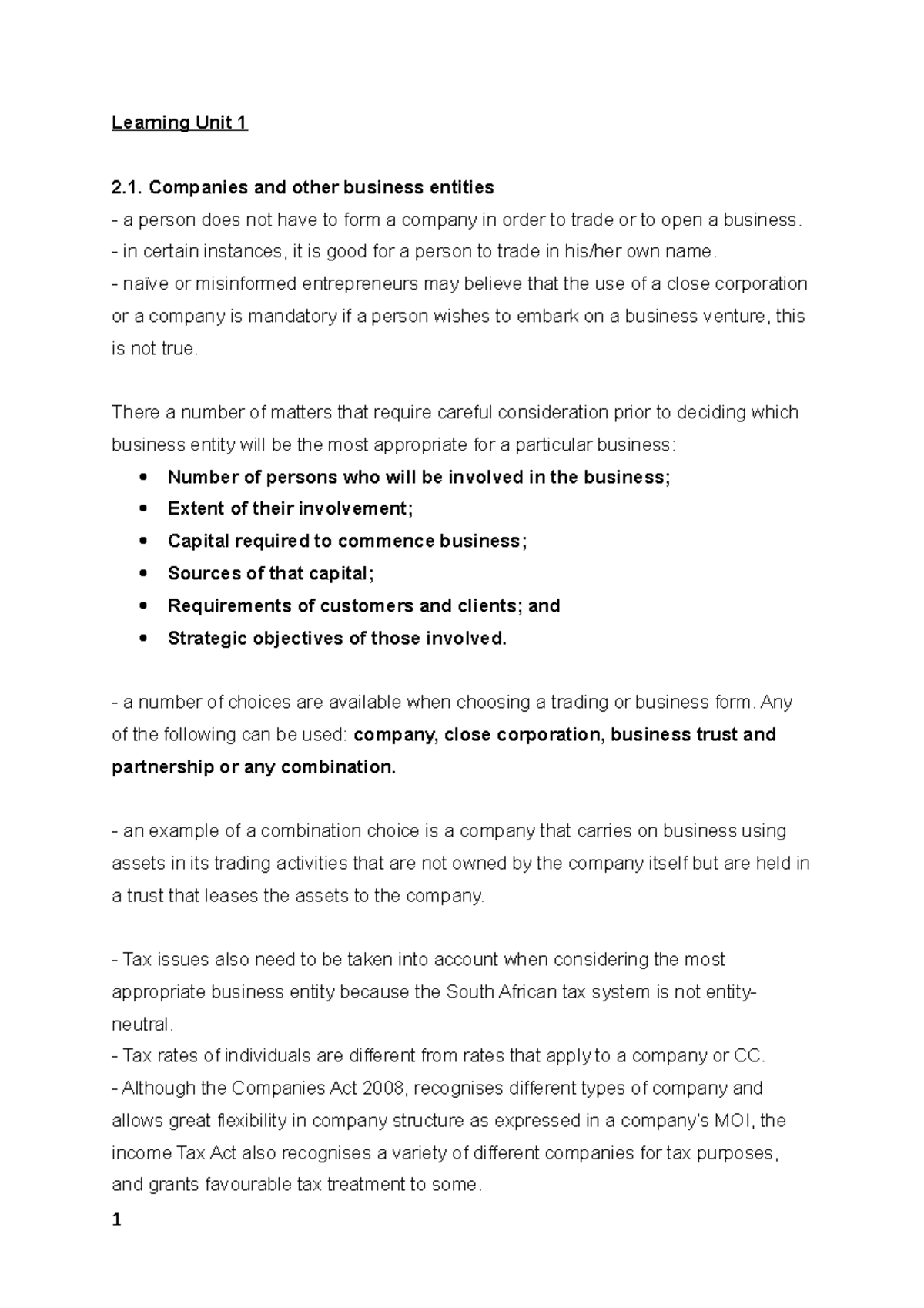 Learning Unit 1 Summary - LAES7311 - Studocu