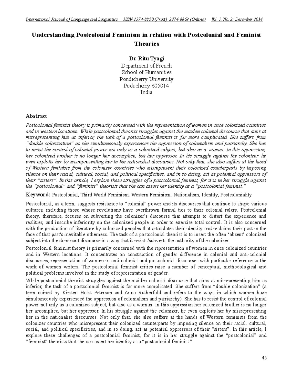 Postcolonial theory explained - International Journal of Language and ...