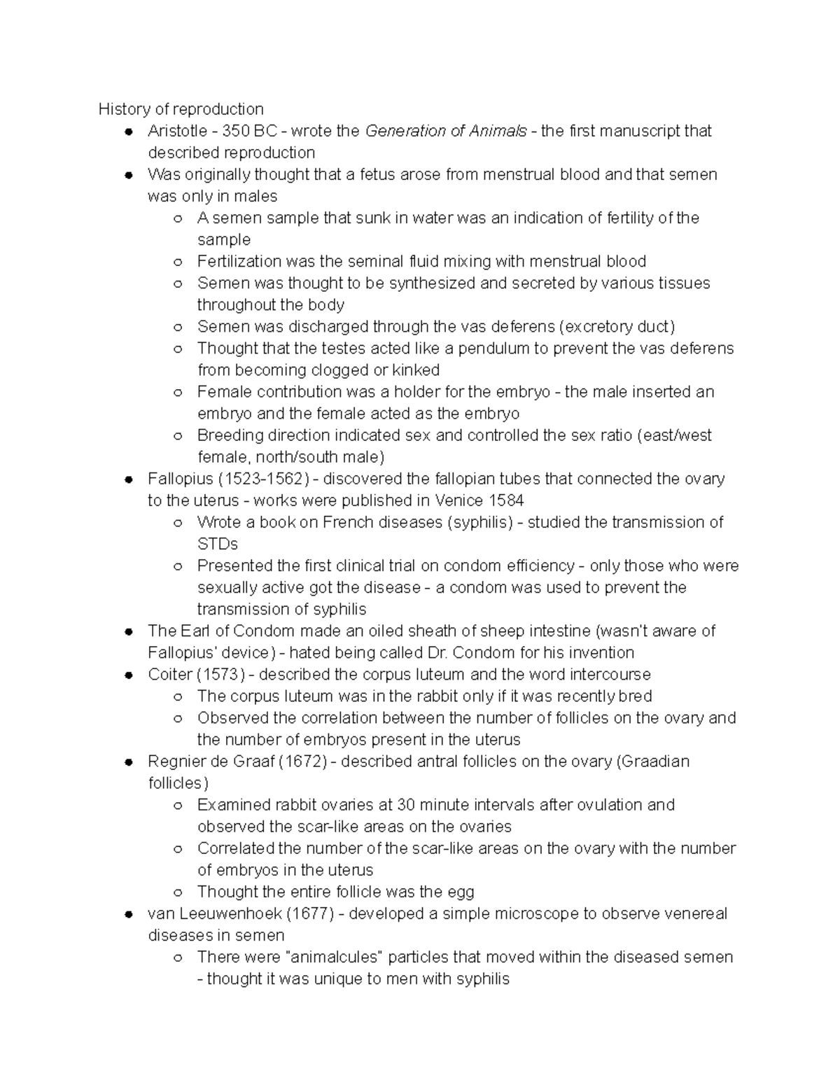 ANSC 3122 Exam One Study Guide 1 - History of reproduction Aristotle ...