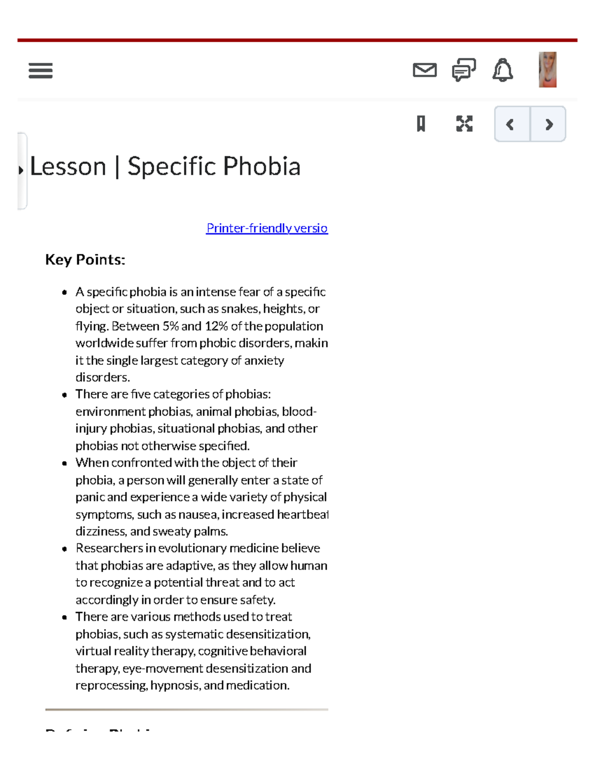 Lesson Specific Phobia - 23.SU.PSY.2217.5B0 ABN… - Lesson | Specific ...