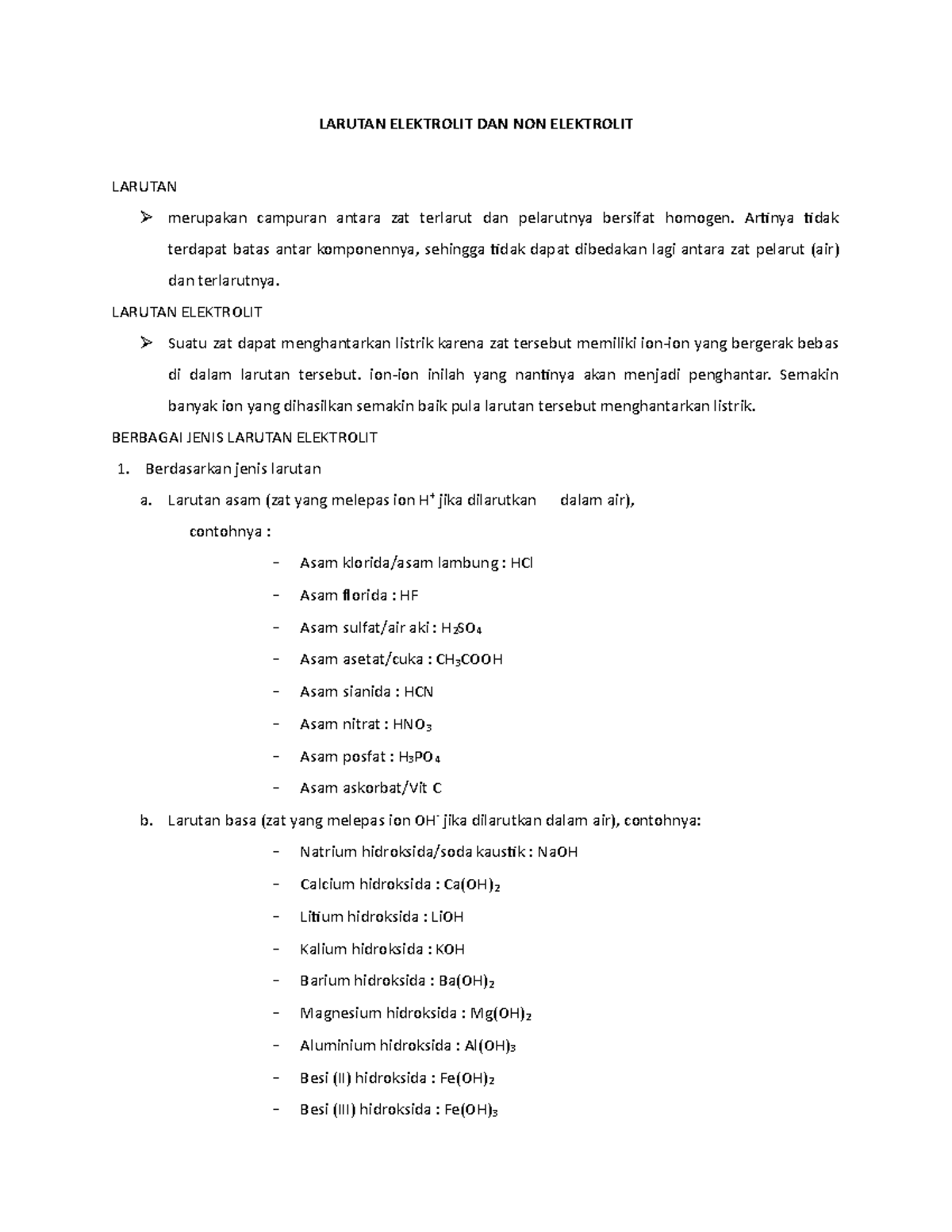 Kimia Dasar - Larutan Elektrolit dan Non Elektrolit - LARUTAN ...