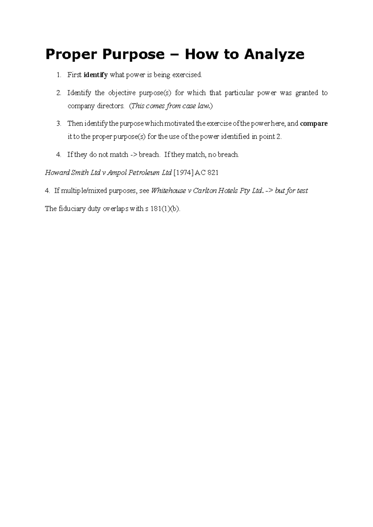 Proper Purpose - How to Analyze - Proper Purpose – How to Analyze First ...