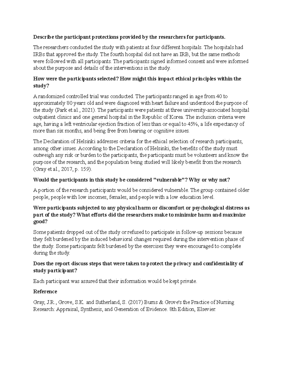 NU560 Unit 3 Discussion 1 - Describe the participant protections ...