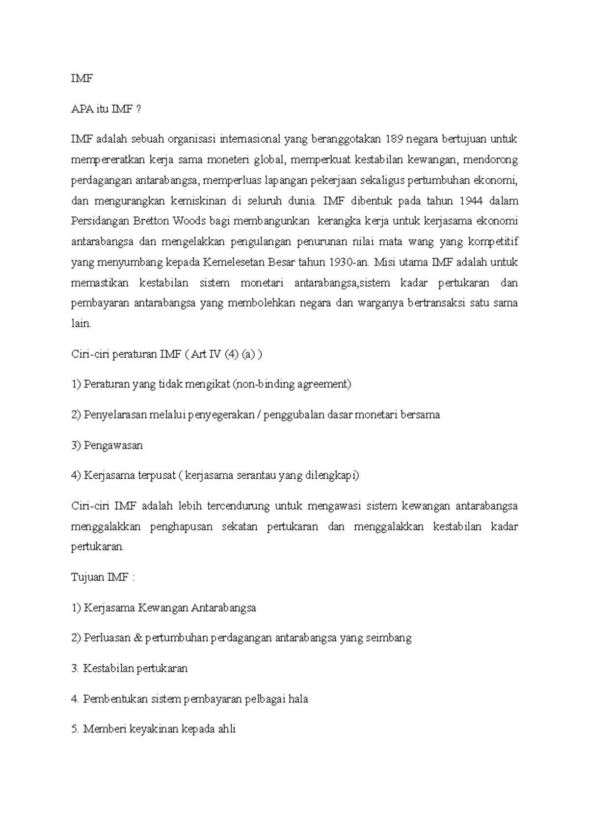 IMF full - IMF APA itu IMF? IMF adalah sebuah organisasi internasional ...