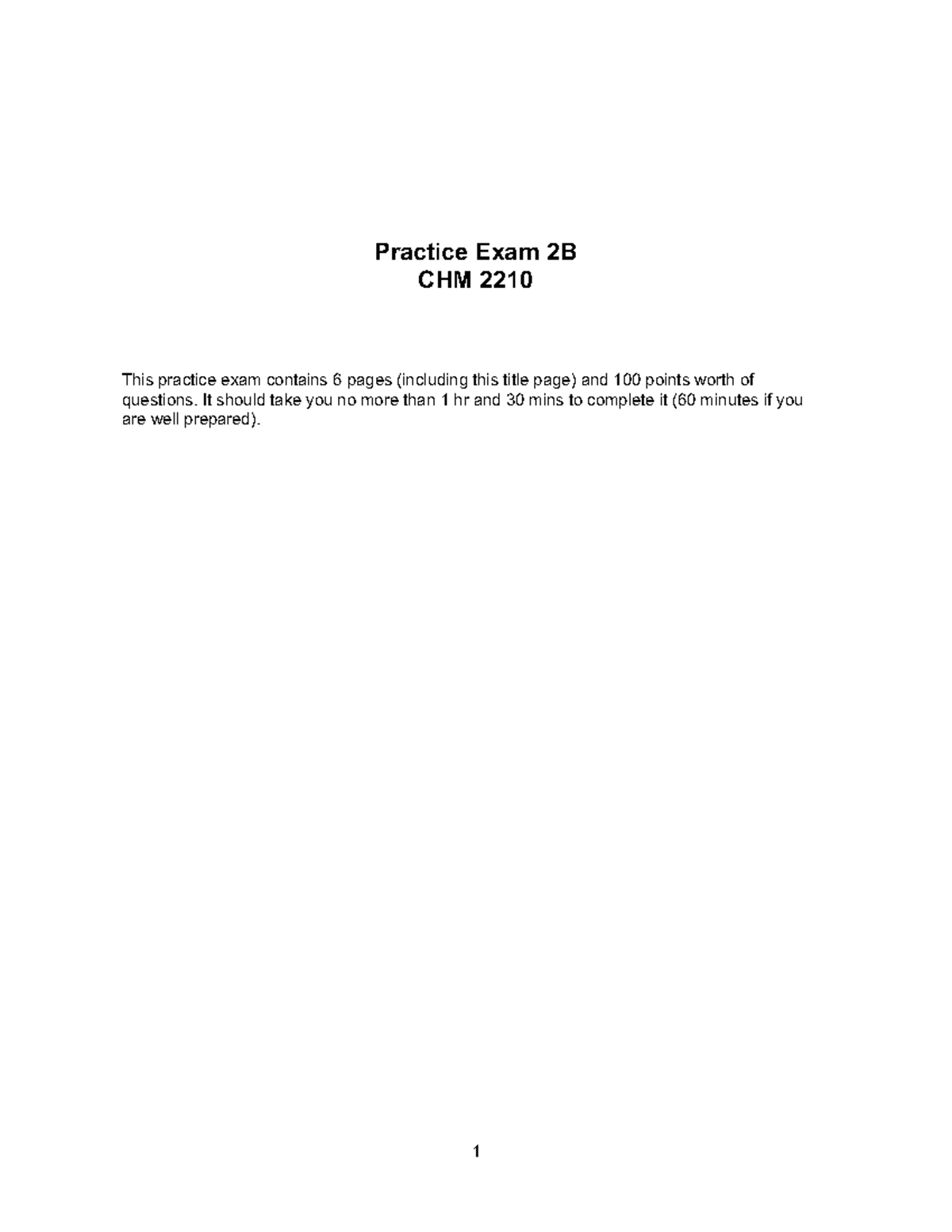 Practice Exam 2B_KEY - Practice Exam 2B CHM 2210 This practice exam ...