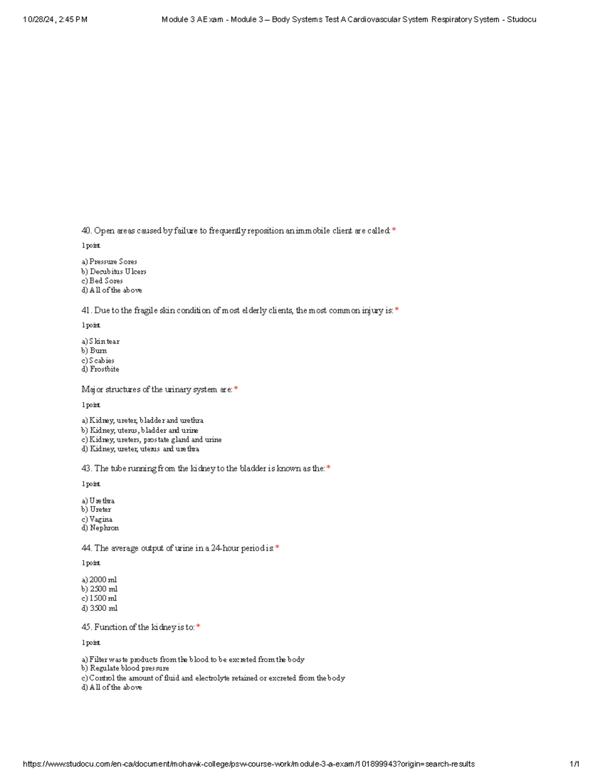 Module 3 A Exam - Module 3 – Body Systems Test A Cardiovascular System ...