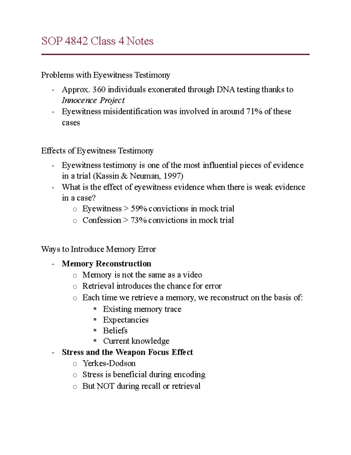 SOP 4842 Class 4 Notes - Dr. Deborah Goldfarb - SOP 4842 Class 4 Notes ...