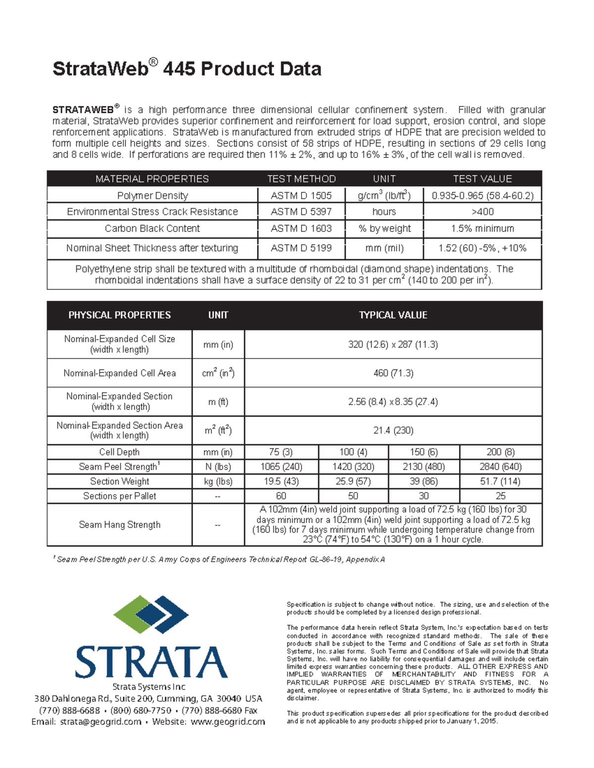 Strata Web 445 - it is enginnering details - StrataWeb ® 445 Product ...
