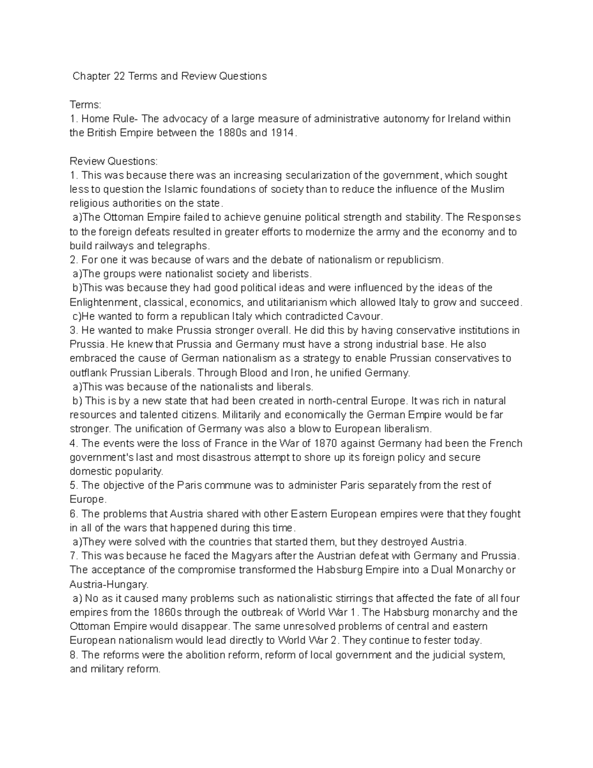 Chapter 22&24&25 Terms and Review Questions - Chapter 22 Terms and ...