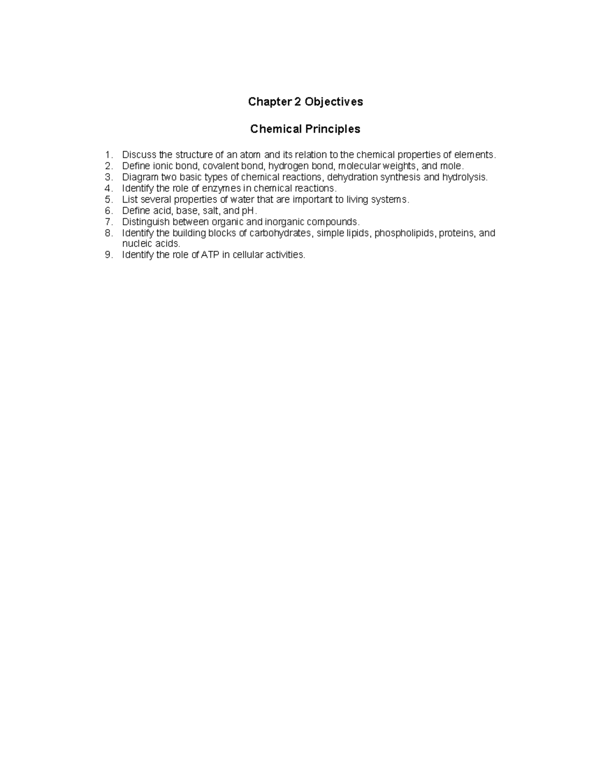 Chapter 2 Objectives - Chapter 2 Objectives Chemical Principles Discuss ...