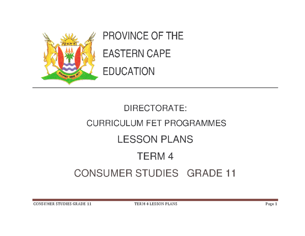 TERM 4 LP Consumer GR 11 - I need to finish my studies - - Studocu