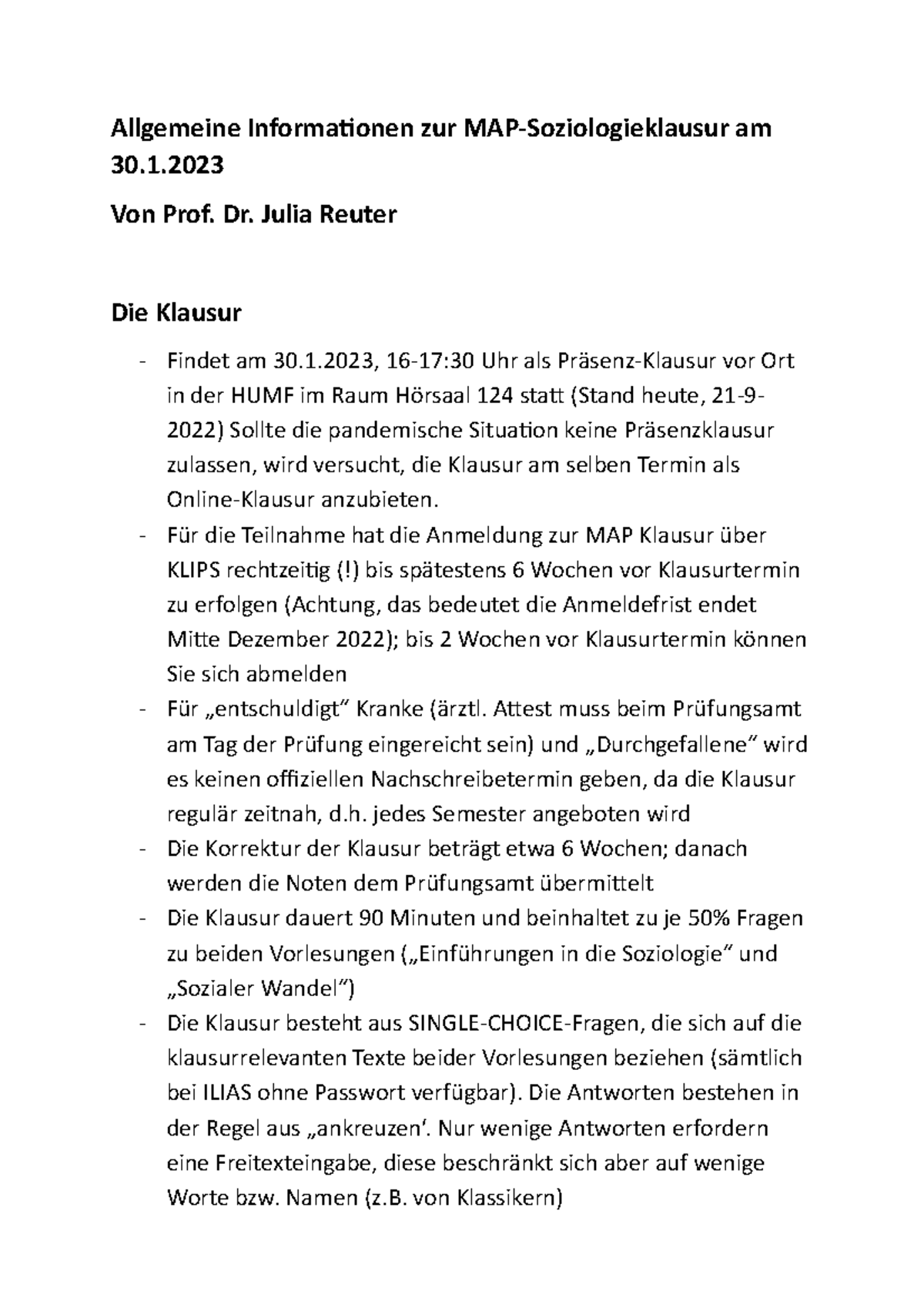 Allgemeine Informationen zur MAP - Allgemeine Informationen zur MAP ...