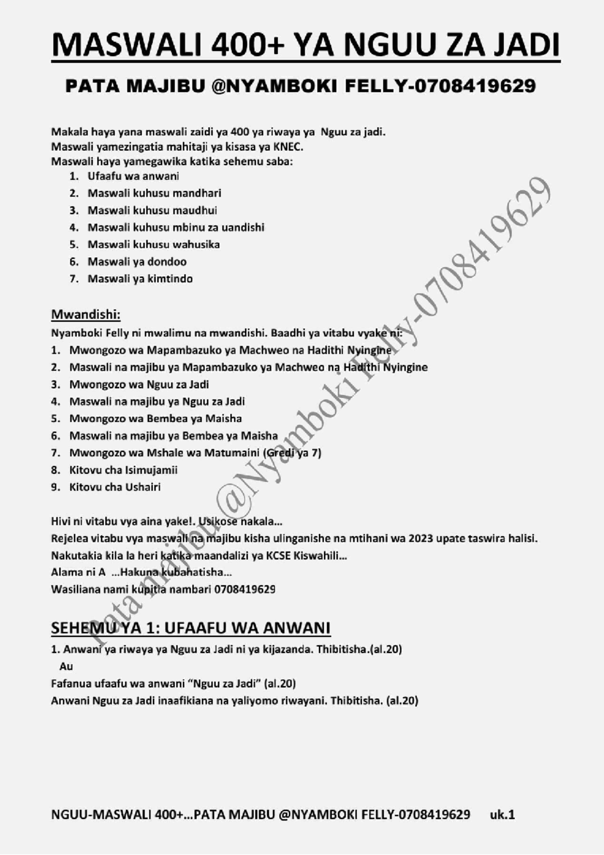 Jp NGUU Maswali 400+ @ Nyamboki Felly-0708419629 - Assembly Language ...