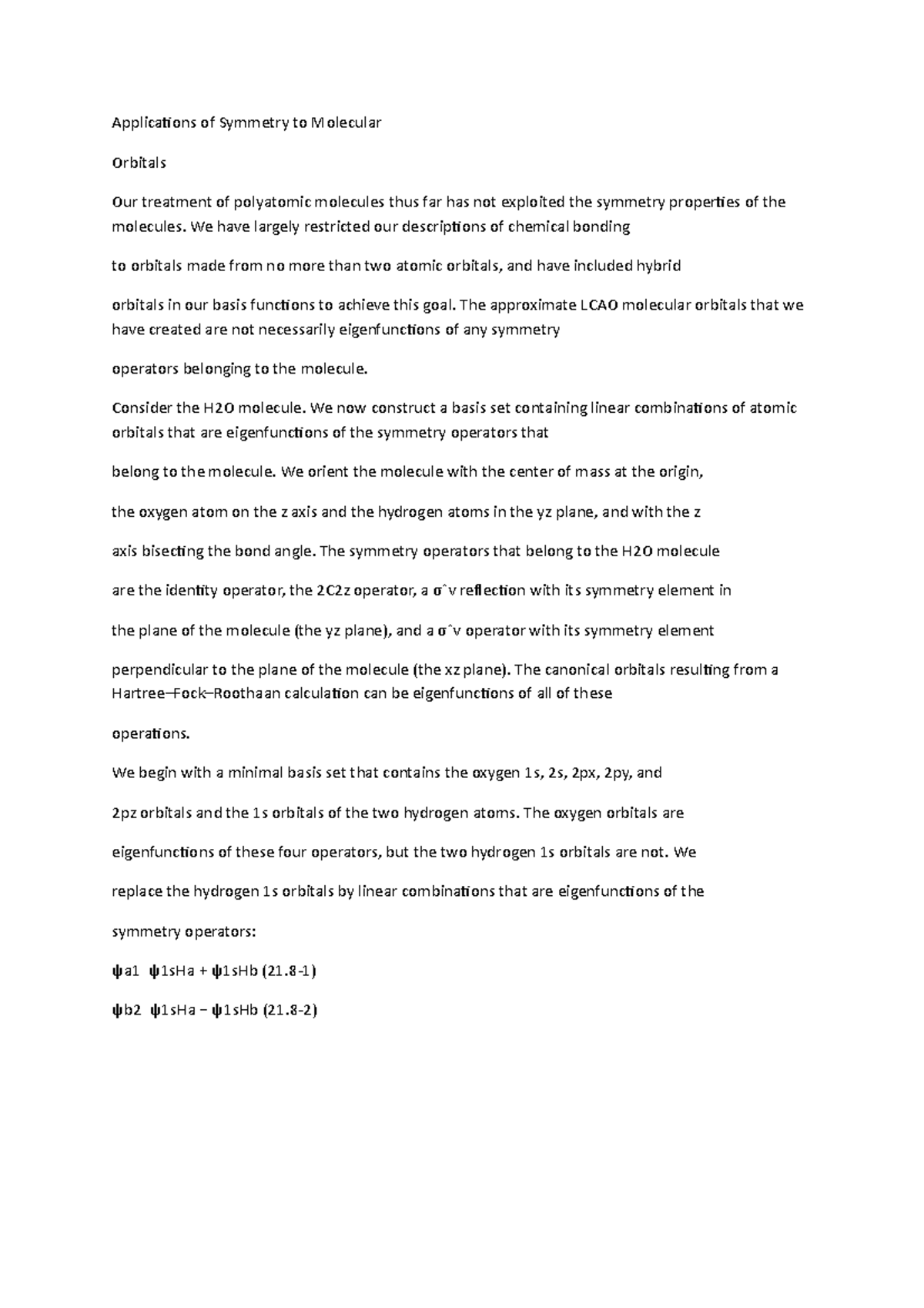 Applications of Symmetry to Molecular - Applications of Symmetry to ...