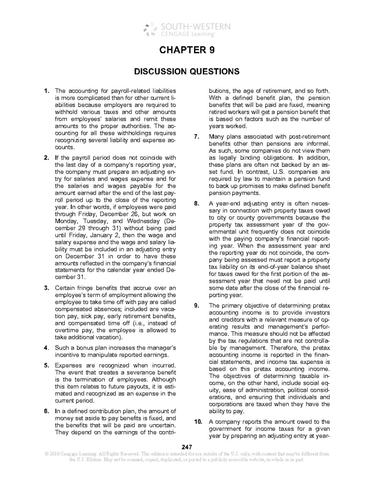 CH09 - 練習素材 - 247 © 2018 Cengage Learning. All Rights Reserved. This edition is intended for use ...