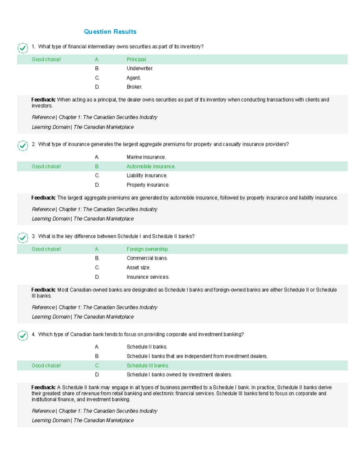 Csc Check Volume 1 Practice Test 1 With Answers Question Results What Type Of Financial