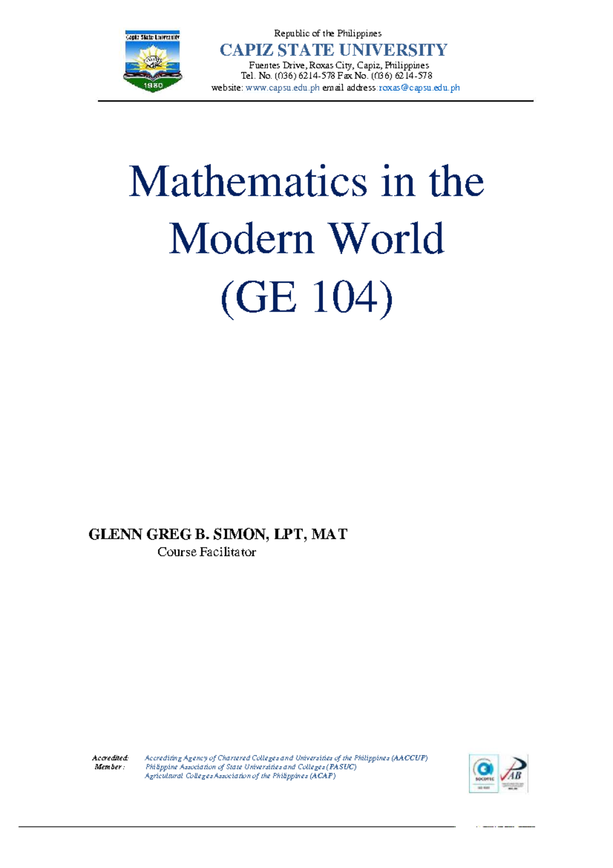 Module-1-general-education-104-mathematics-modern-world compress - Accredited: Accrediting ...