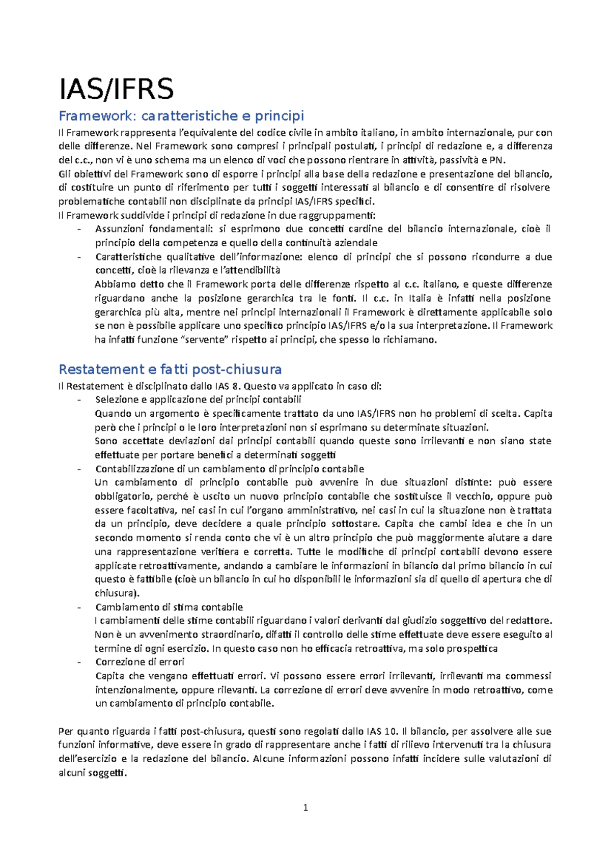 Ias ifrs - Risposte oic ias ifrs - IAS/IFRS Framework: caratteristiche e principi Il Framework ...