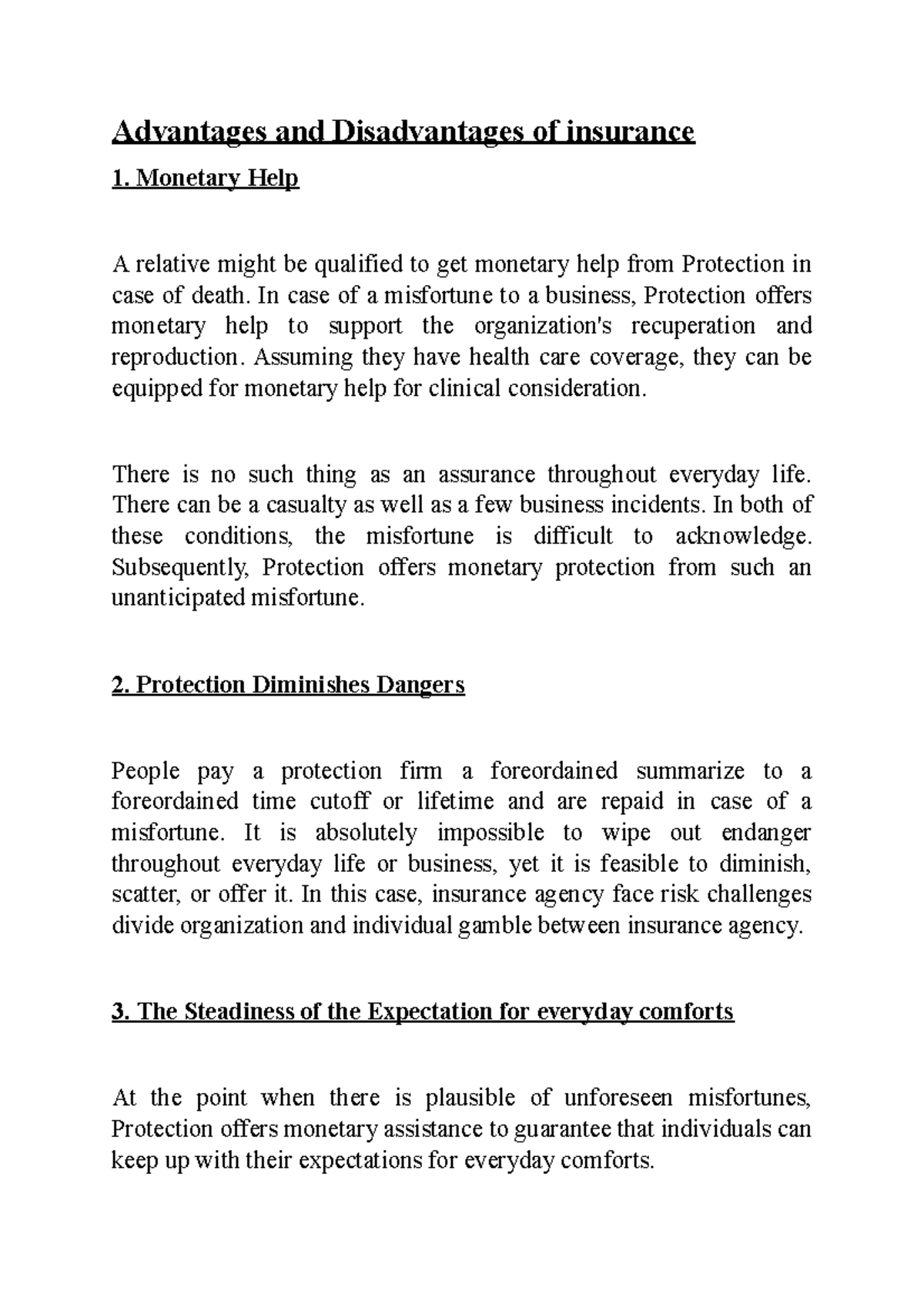 Advantages and Disadvantages of insurance - Advantages and ...