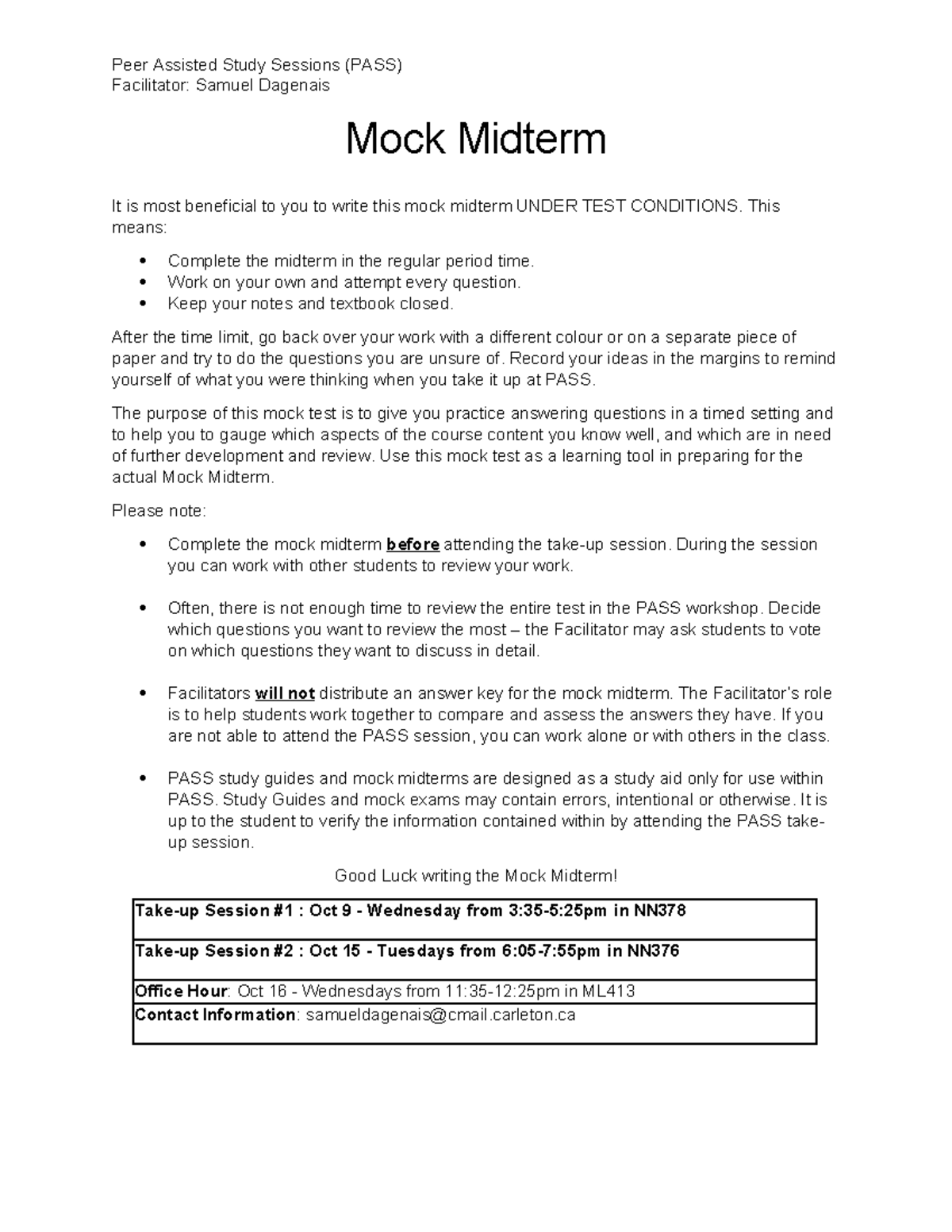 MAAE 2202 AB- Mock Midterm 2 - Facilitator: Samuel Dagenais Mock Midterm It is most beneficial ...